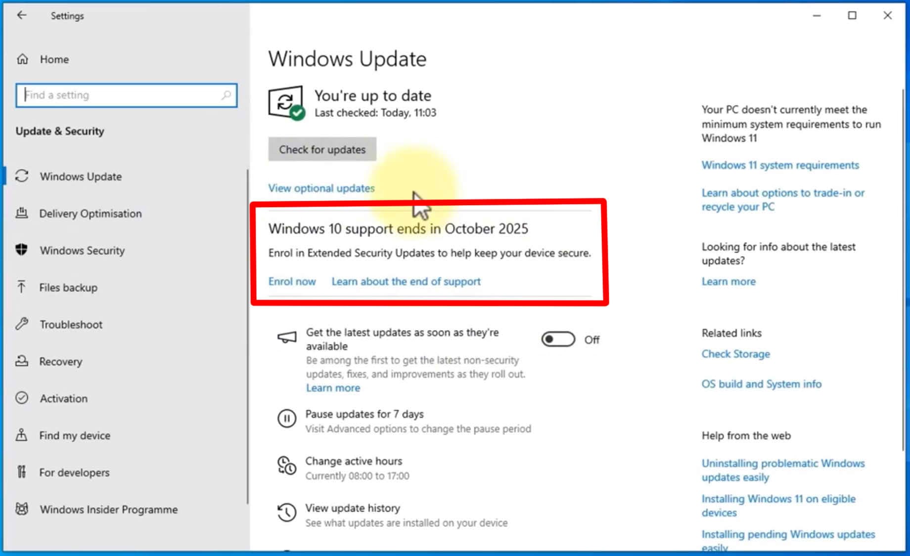 Fixing the Windows 10 ESU Enroll Now missing Button Issue